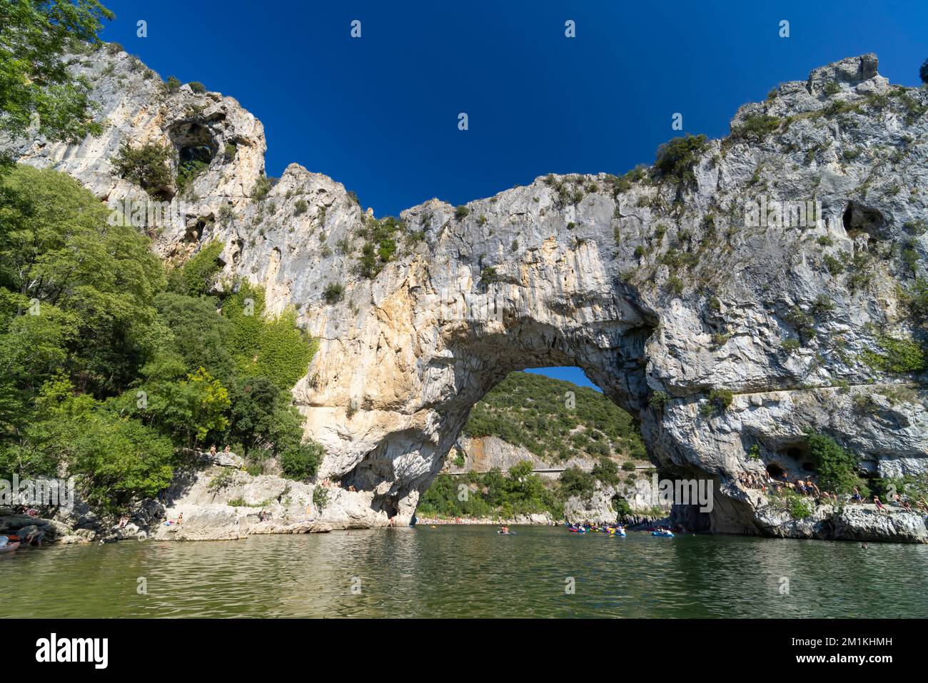 Pont d'Arc, stone arch over Ardeche river, Auvergne-Rhone-Alpes, France ...
