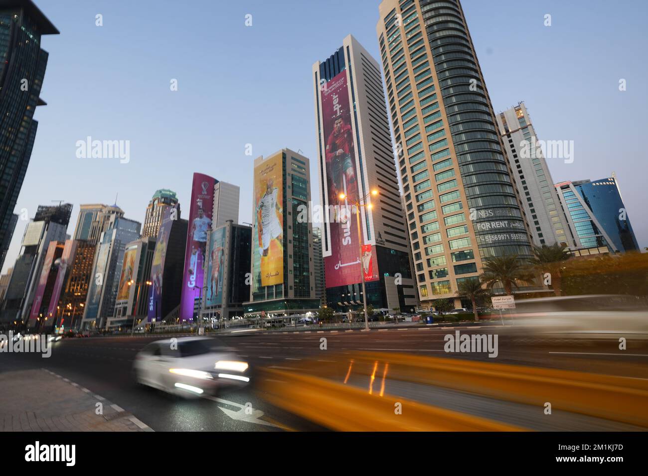 Corniche buildings during the FIFA World Cup Qatar 2022. Doha, Qatar ...