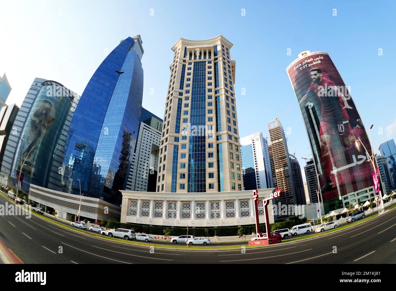 Corniche buildings during the FIFA World Cup Qatar 2022. Doha, Qatar ...