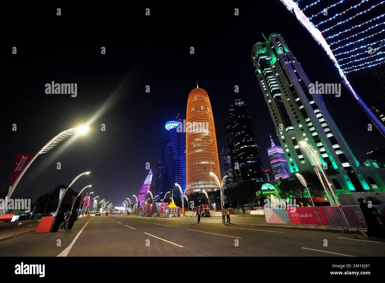 Corniche buildings during the FIFA World Cup Qatar 2022. Doha, Qatar ...