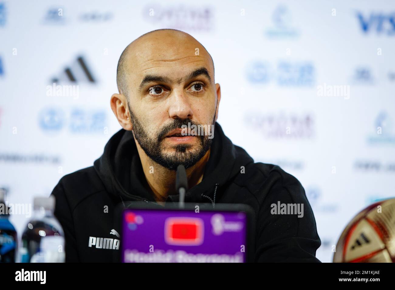 Doha, Catar. 13th Dec, 2022. Morocco coach Walid Regragui during an ...