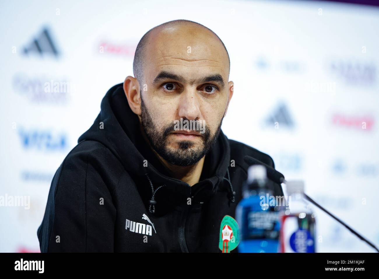 Doha, Catar. 13th Dec, 2022. Morocco coach Walid Regragui during an ...