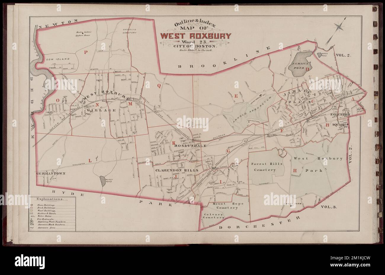 Boston map roxbury jamaica hi-res stock photography and images - Alamy