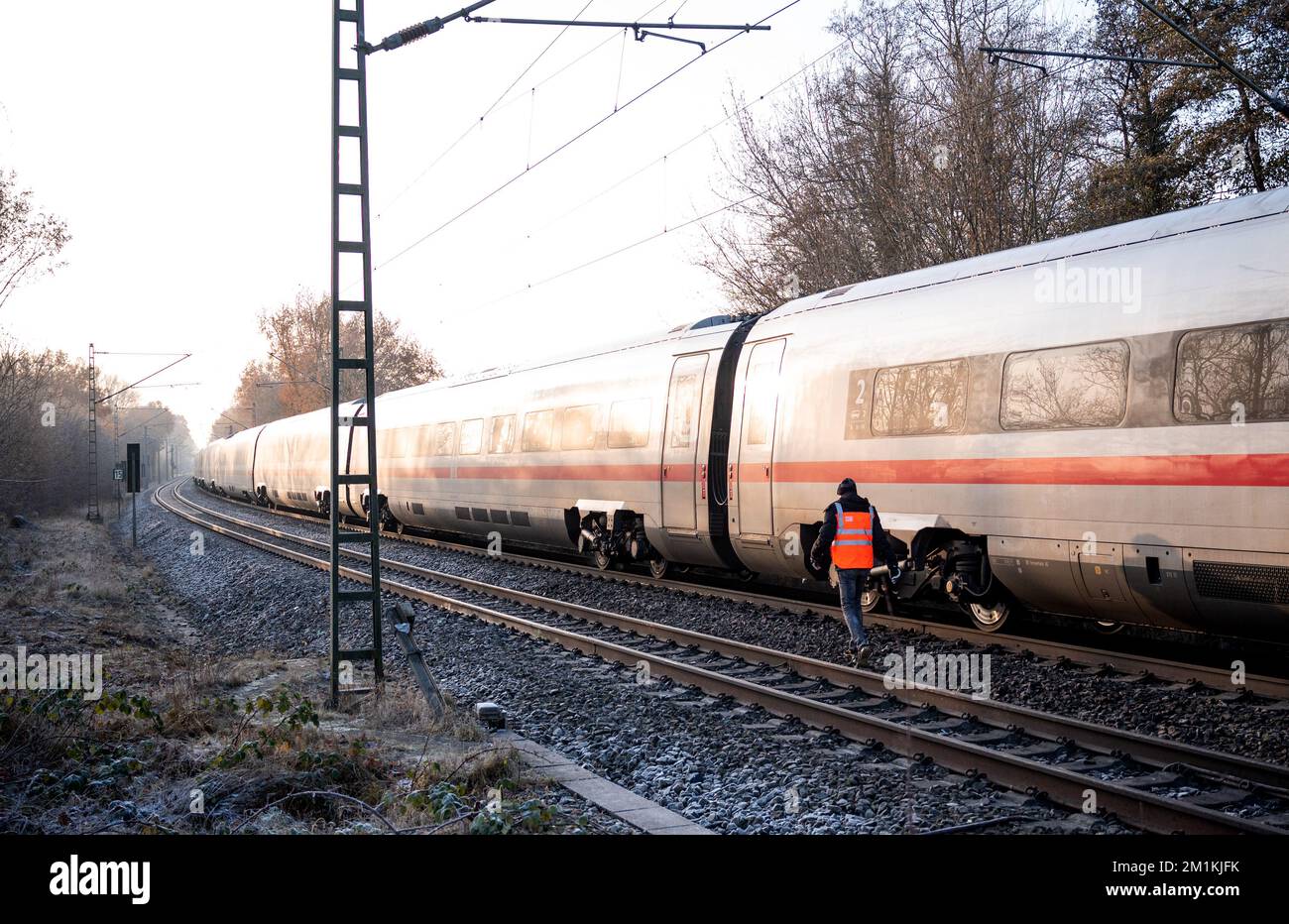 Hamburg, Germany. 13th Dec, 2022. An ICE train is parked at a level ...