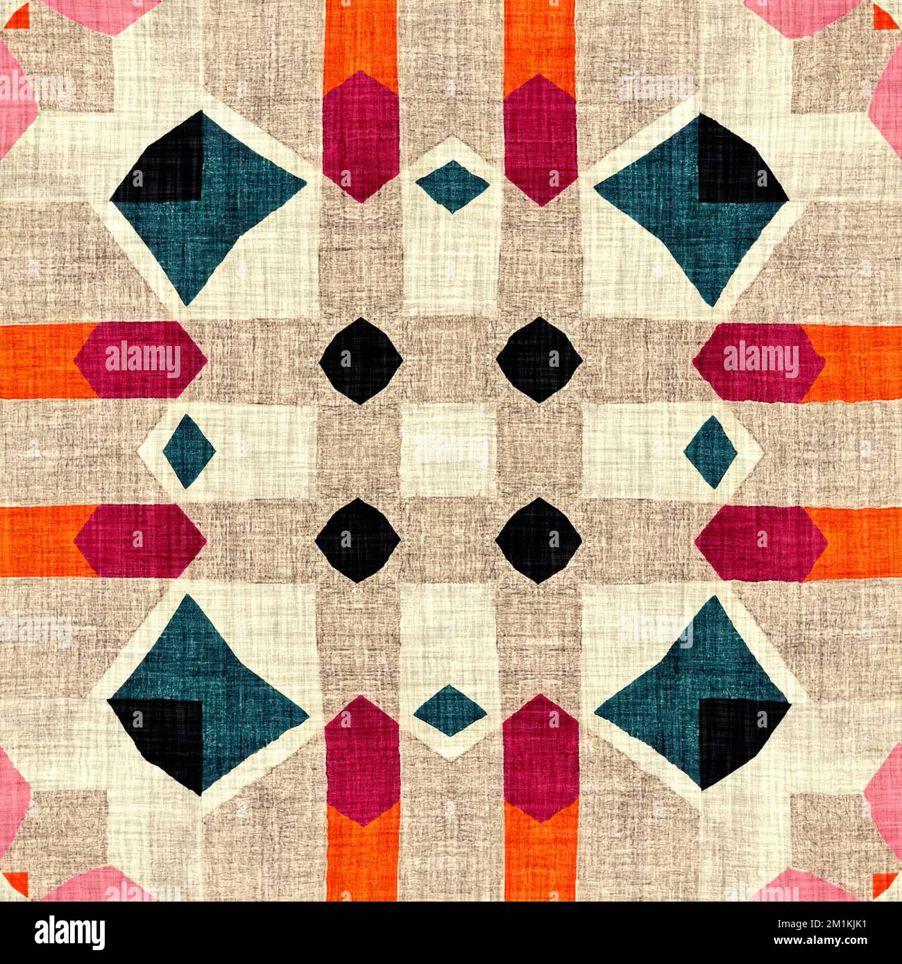 Quilted Americana geo seamless pattern. Cottagecore all over retro ...