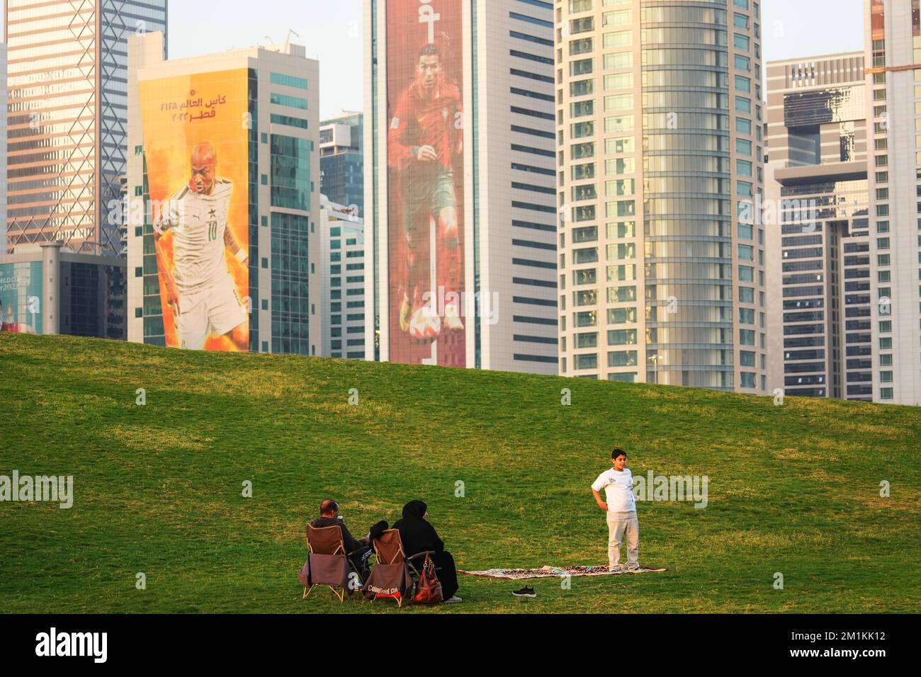Corniche, Qatar. 11th Dec, 2022. Corniche buildings during the FIFA ...