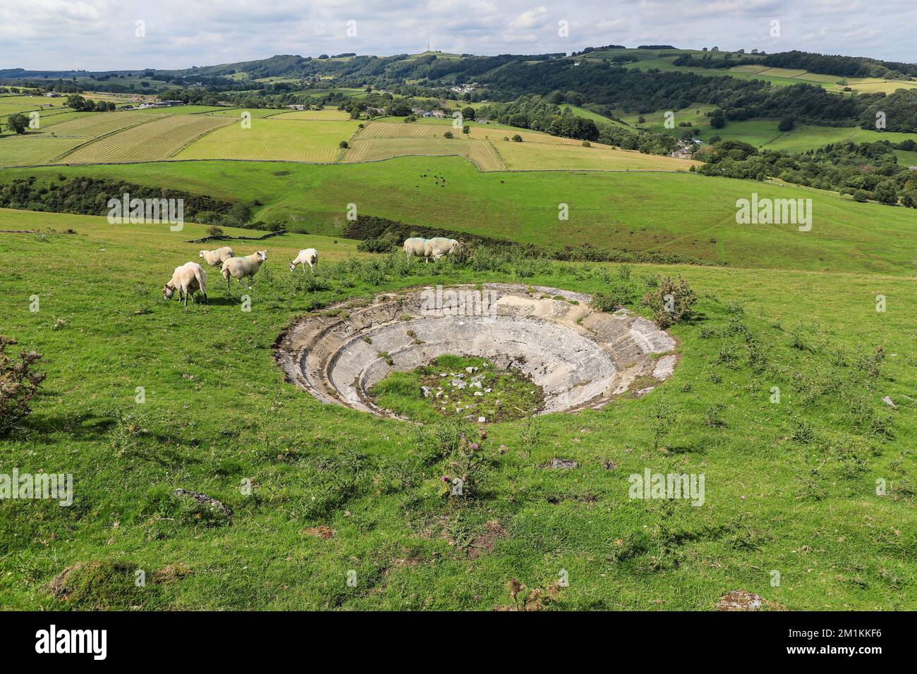 A dew pond in a field, Derbyshire, England, UK Stock Photo - Alamy