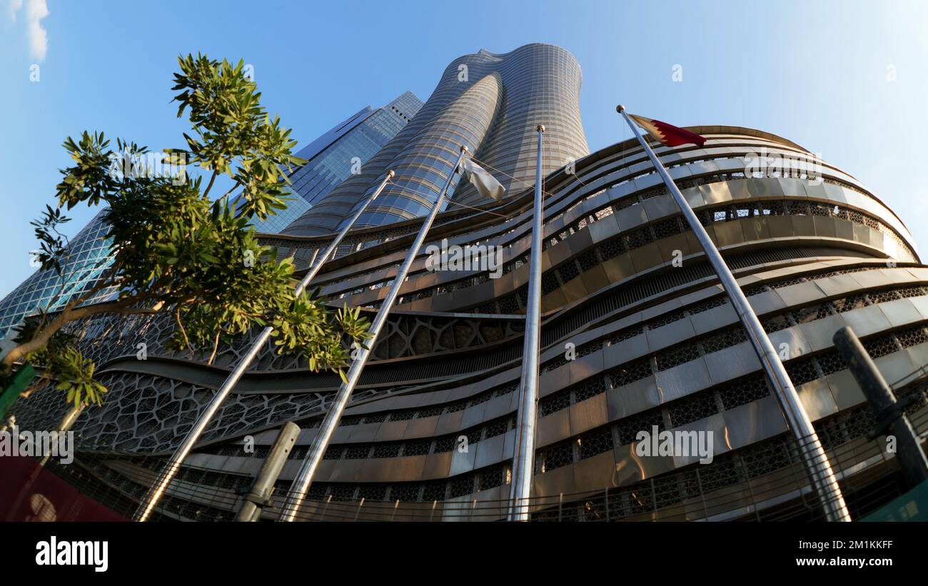 Corniche buildings during the FIFA World Cup Qatar 2022. Doha, Qatar ...