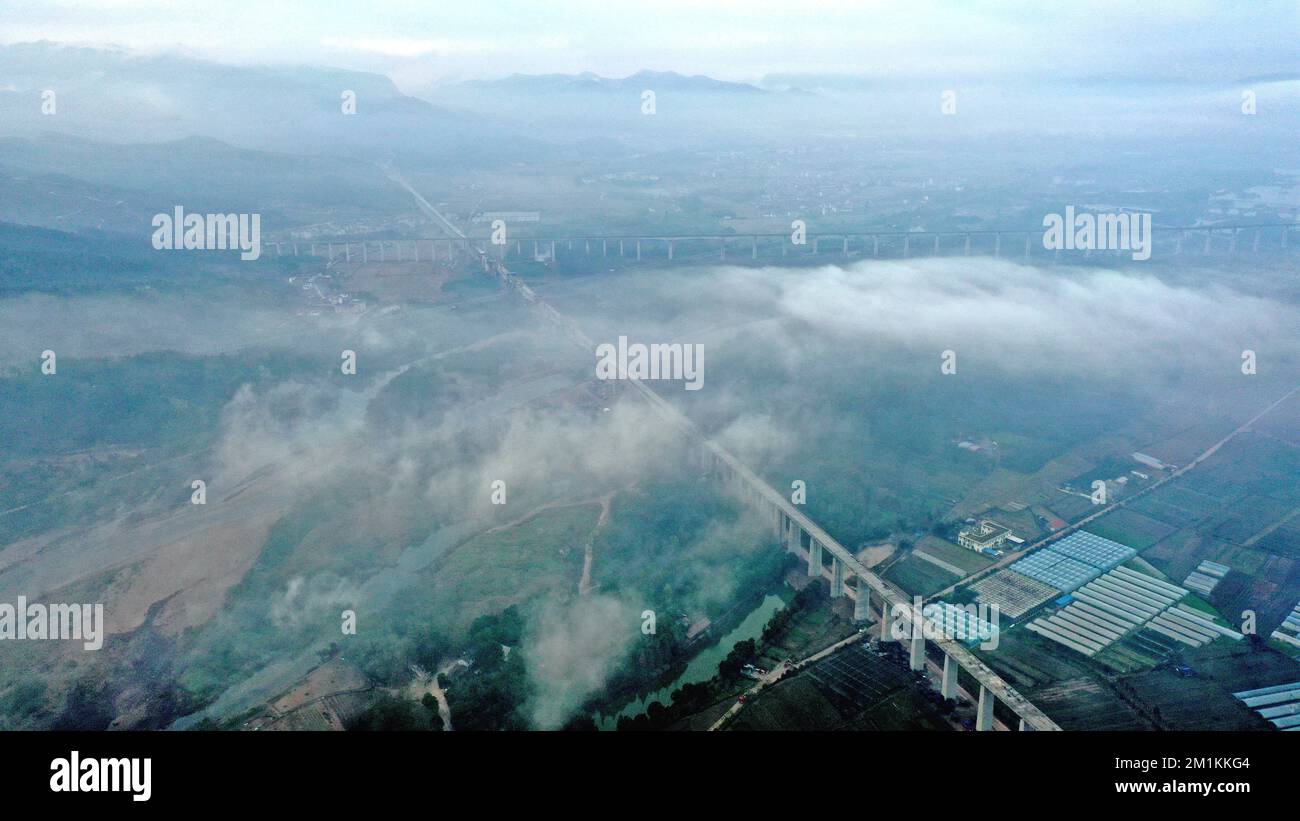 Aerial photo shows constructors working on the site of Xianju Grand ...
