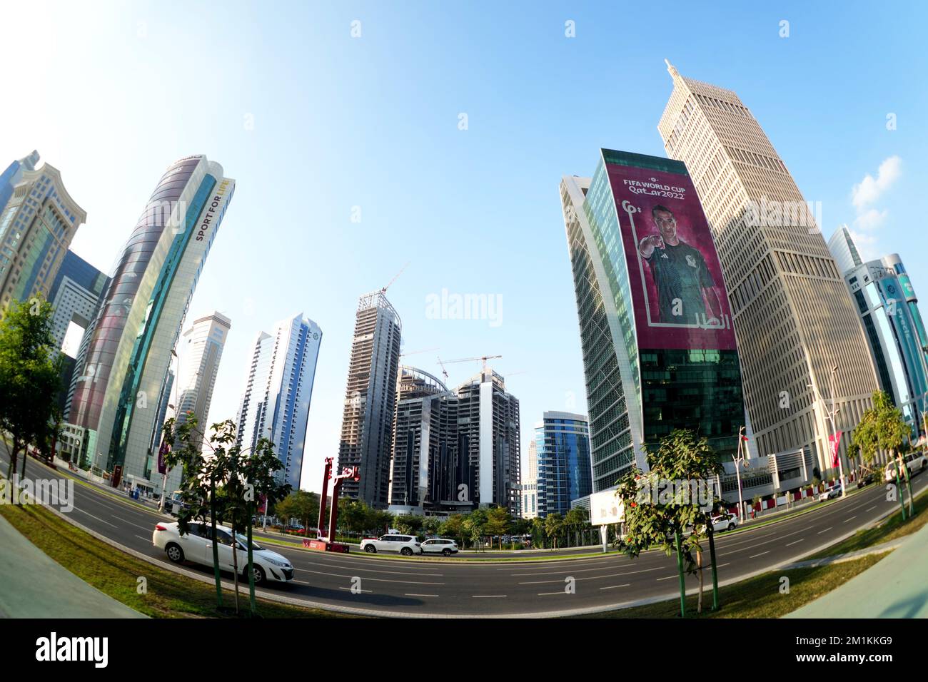 Corniche buildings during the FIFA World Cup Qatar 2022. Doha, Qatar ...