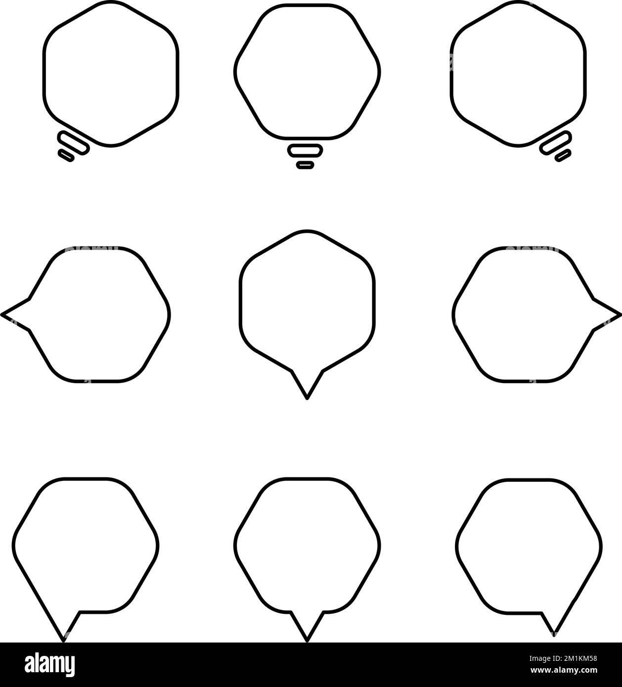 Group of speech bubbles with outline in eps vector for any design Stock ...