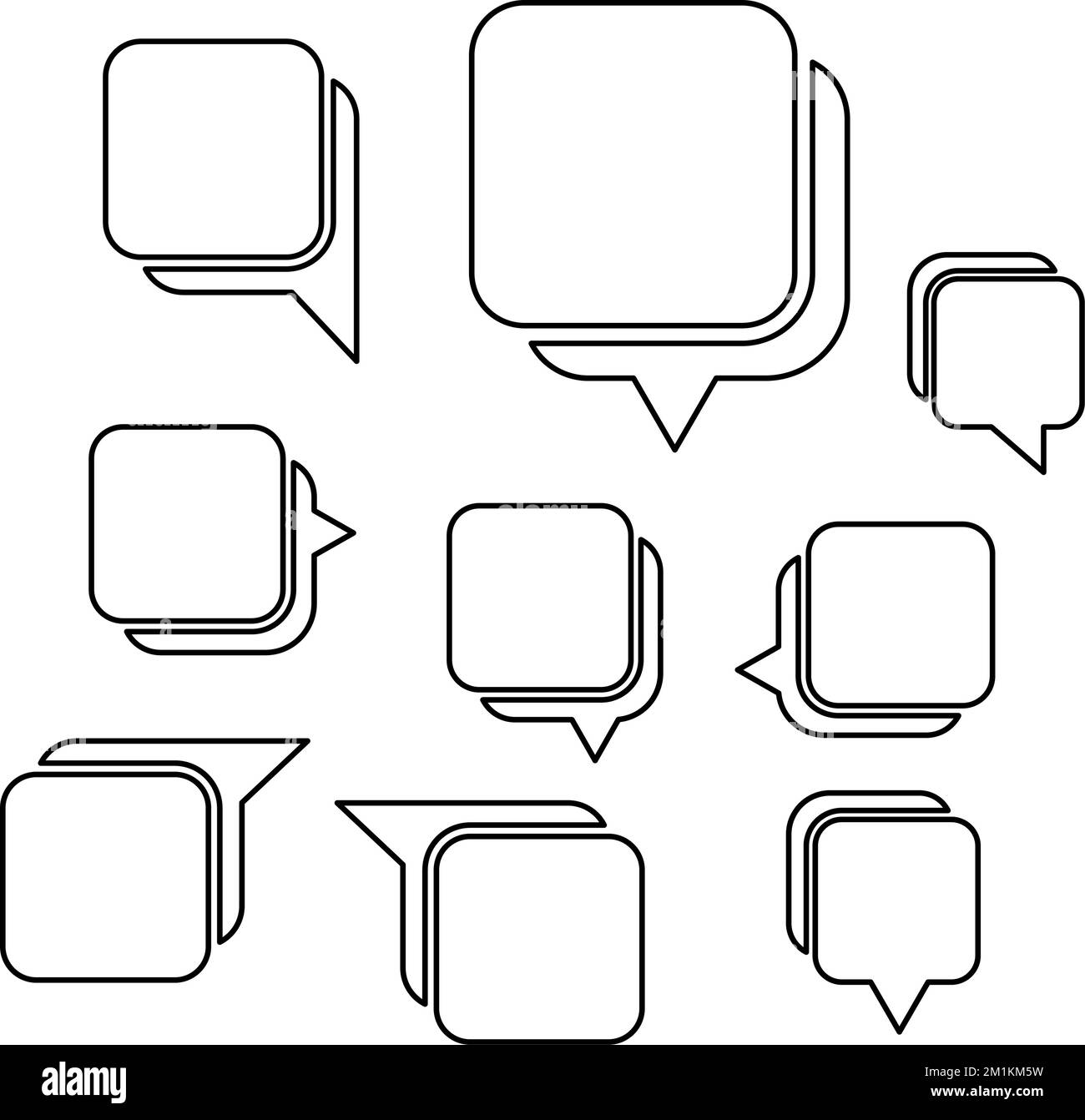 Group of speech bubbles with outline in eps vector for any design Stock ...