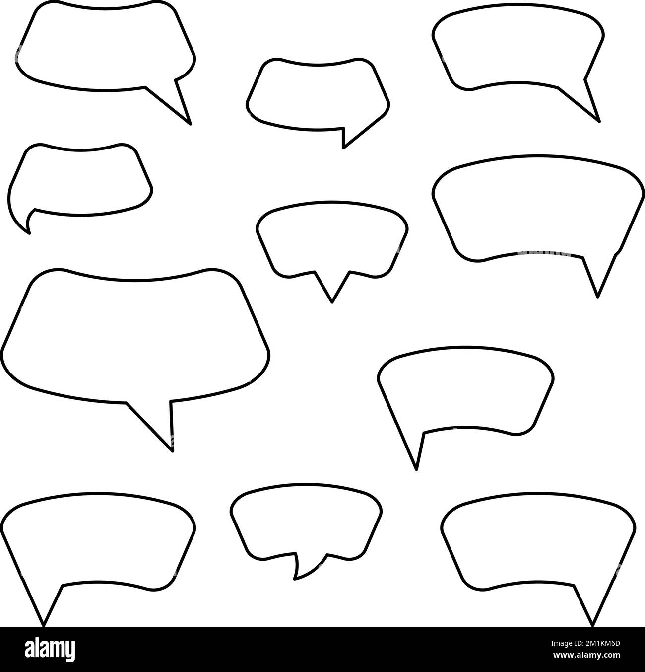 Group of speech bubbles with outline in eps vector for any design Stock ...