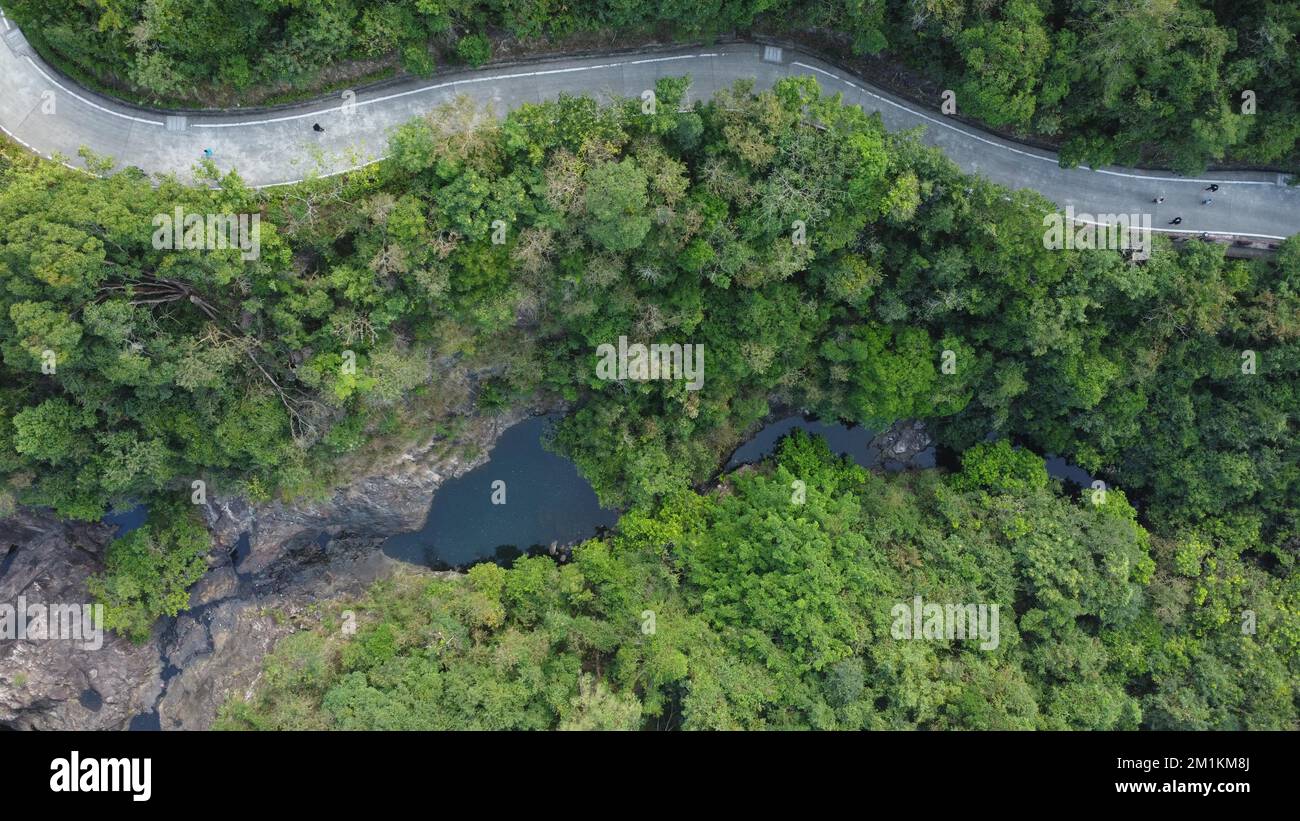 Aerial photo shows the scenery of Dongguan Yinpingshan Forest Park in ...