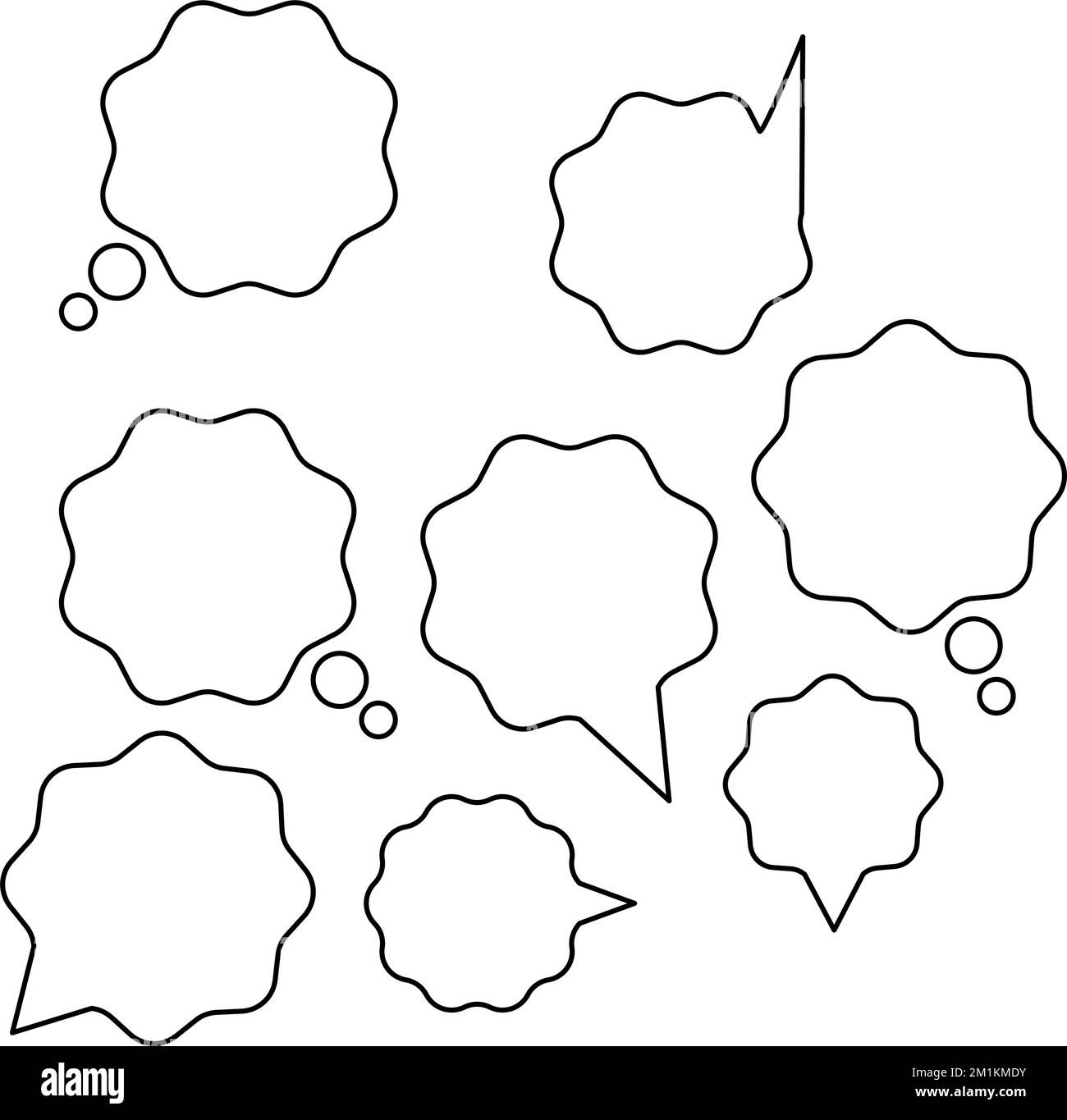 Group of speech bubbles with outline in eps vector for any design Stock ...