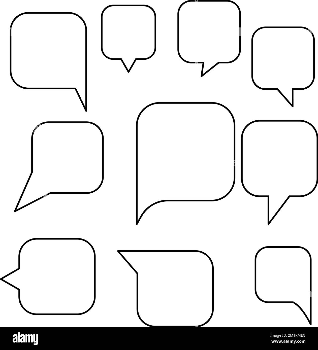 Group of speech bubbles with outline in eps vector for any design Stock ...