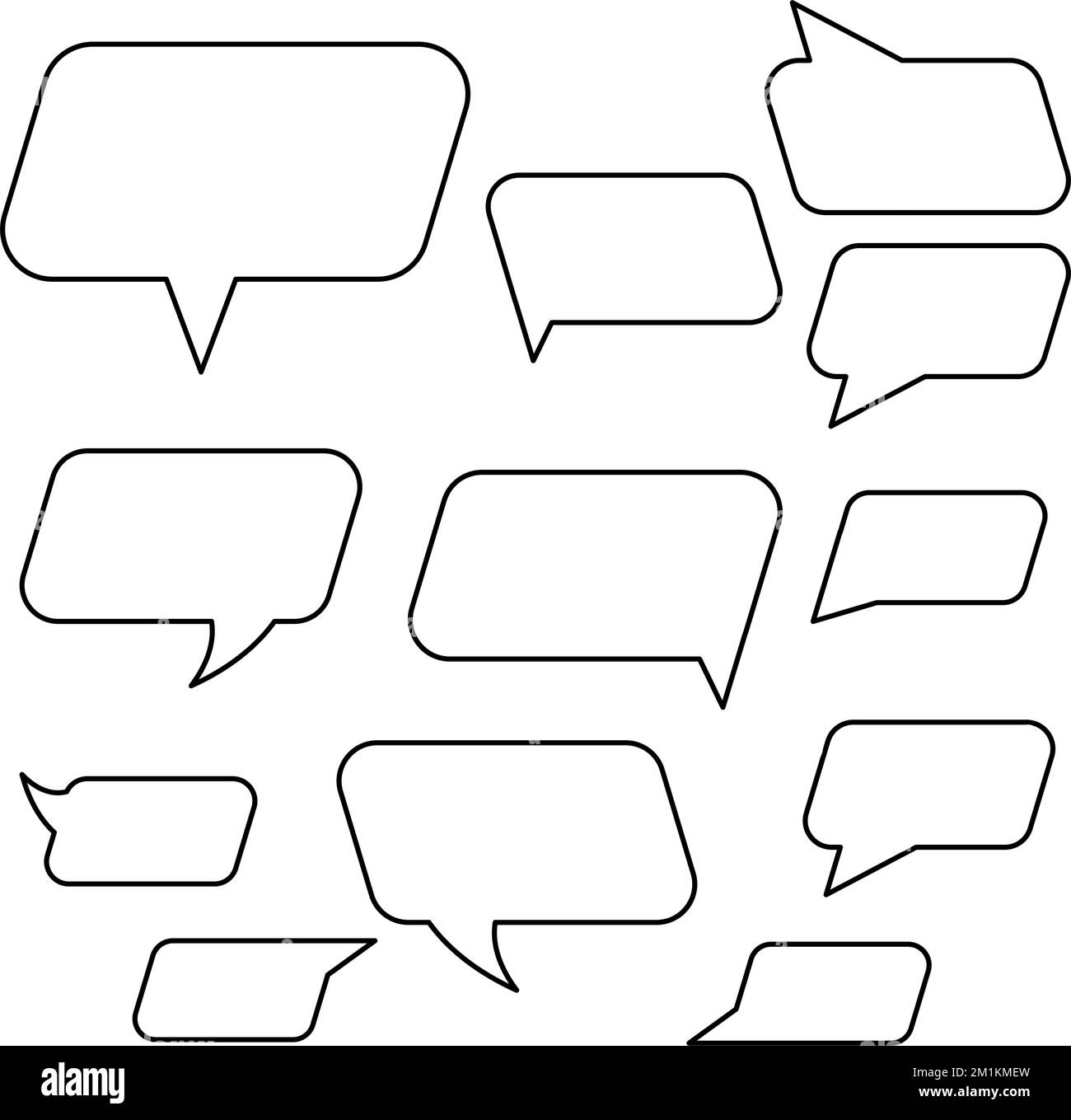 Group of speech bubbles with outline in eps vector for any design Stock ...