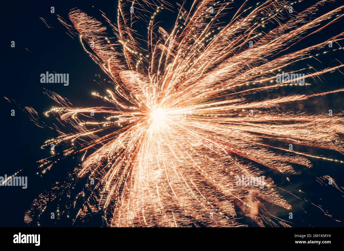 golden red glittering fireworks, black background, isolated Stock Photo ...