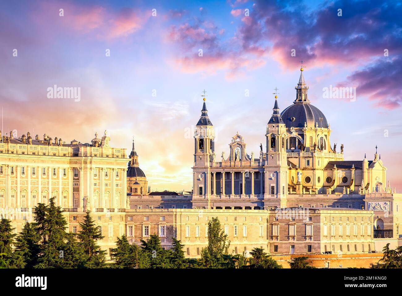 Almudena Cathedral and Royal Palace in Madrid, Spain, 2022 Stock Photo ...