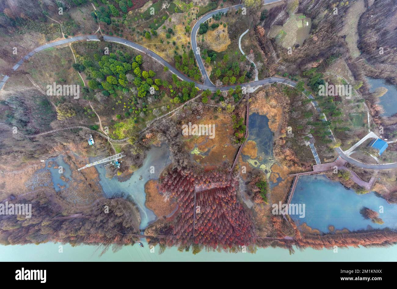 Aerial photo shows the winter scenery of Ancient Huaihe River National ...