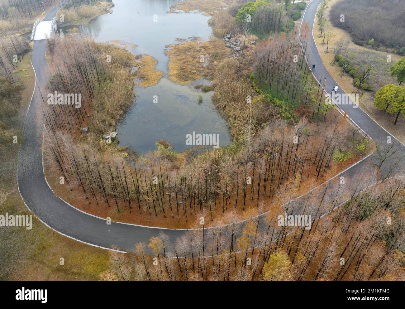 Aerial photo shows the winter scenery of Ancient Huaihe River National ...