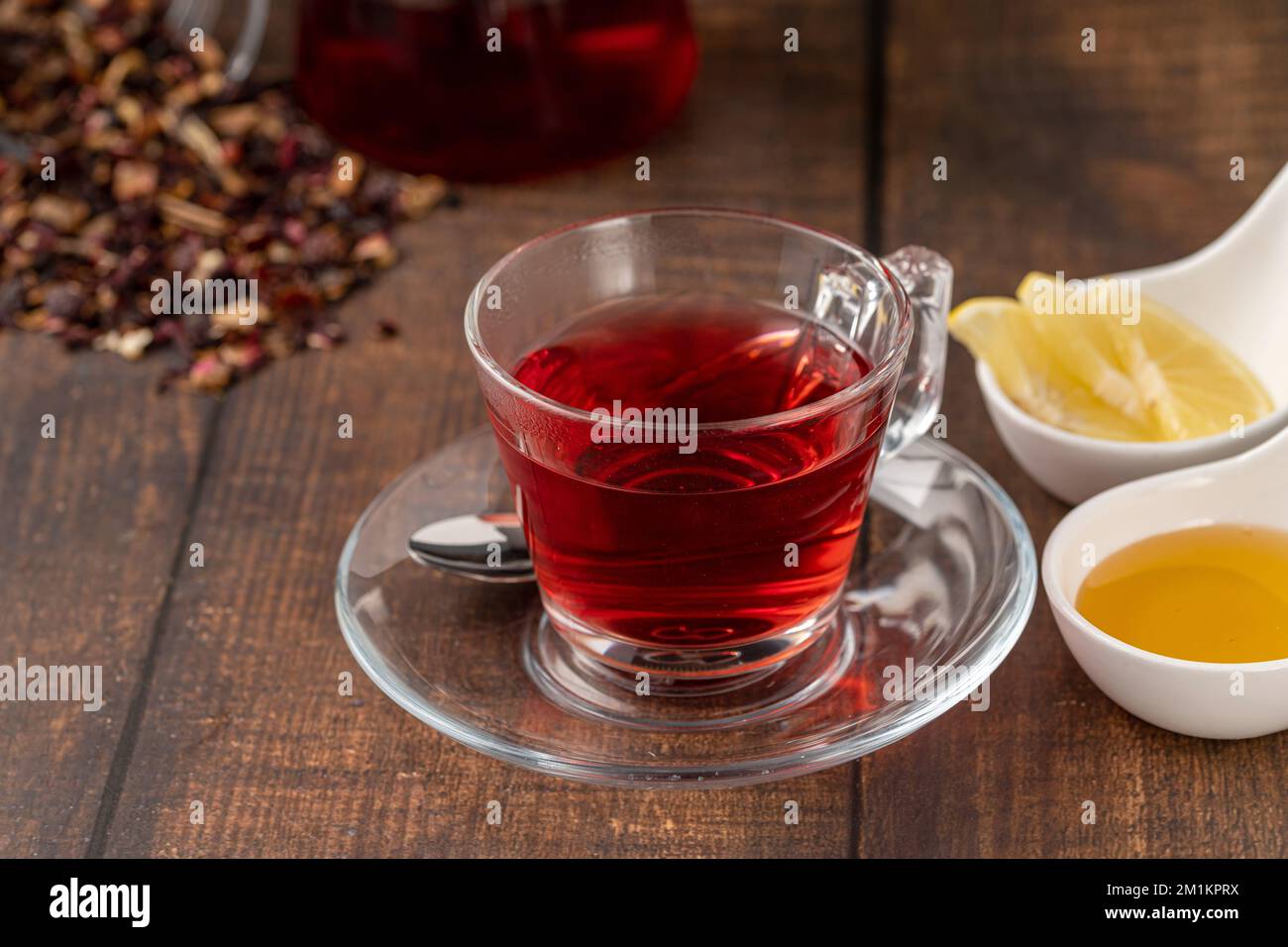 Freshly brewed hot winter tea on a wooden table Stock Photo - Alamy