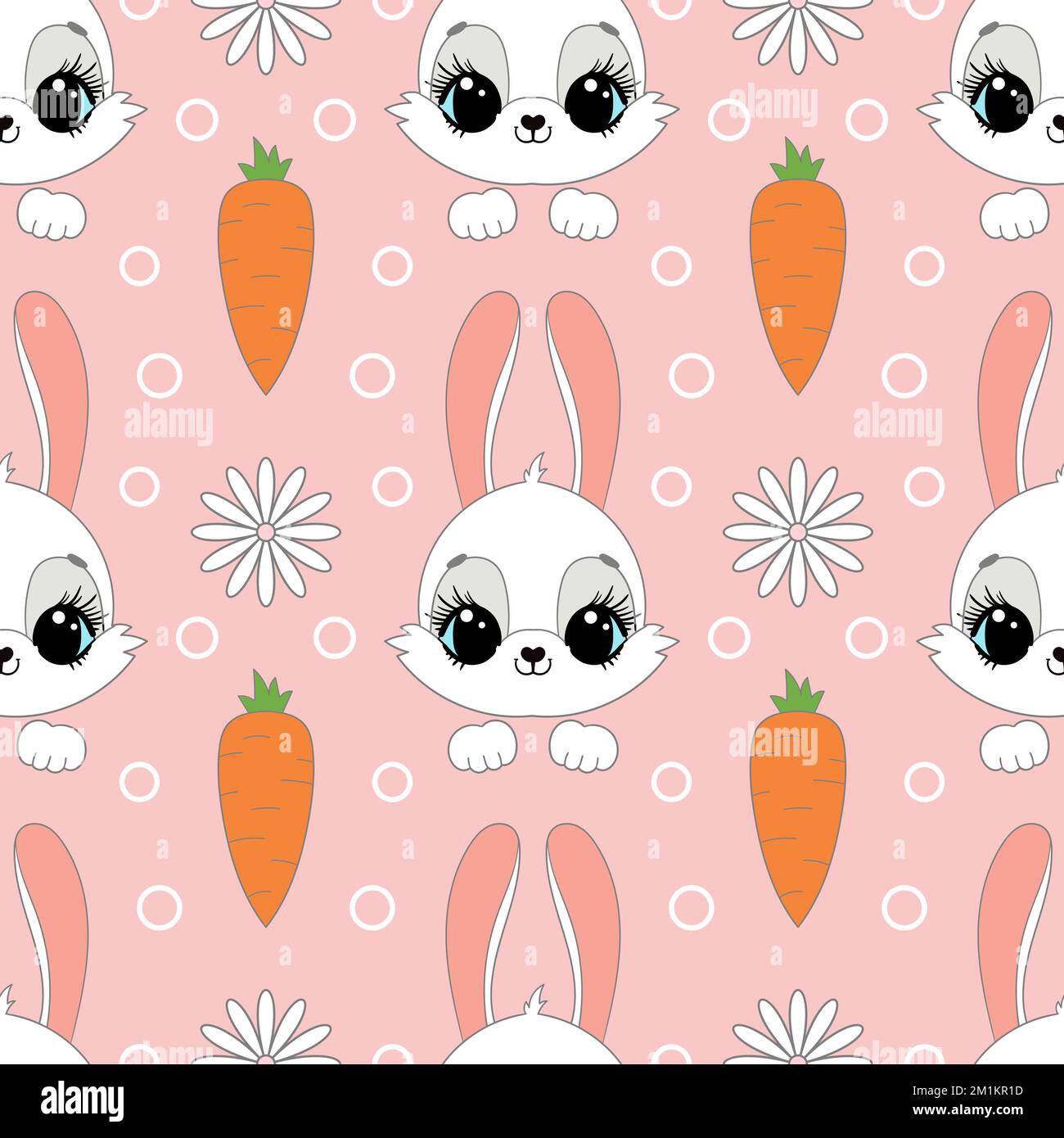 Seamless Pattern With Rabbits And Carrots Vector Stock Vector Image