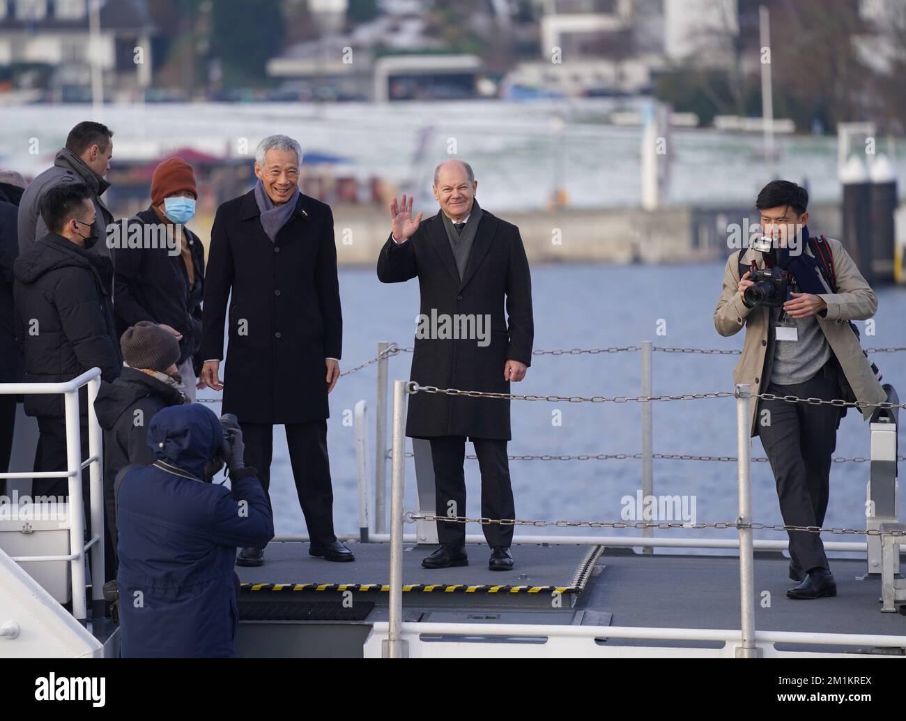 Kiel, Germany. 13th Dec, 2022. German Chancellor Olaf Scholz (2nd from ...