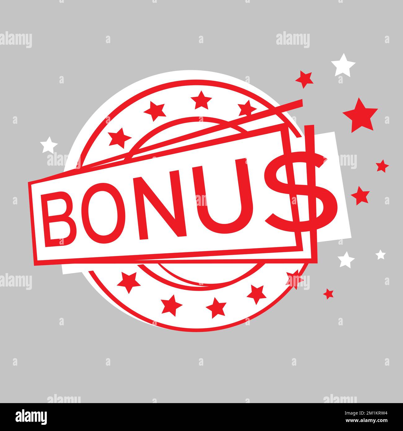 Bonus isolated icon, sticker, $. Red bonus sign for promotion design. Dollar sign. Special offer ...