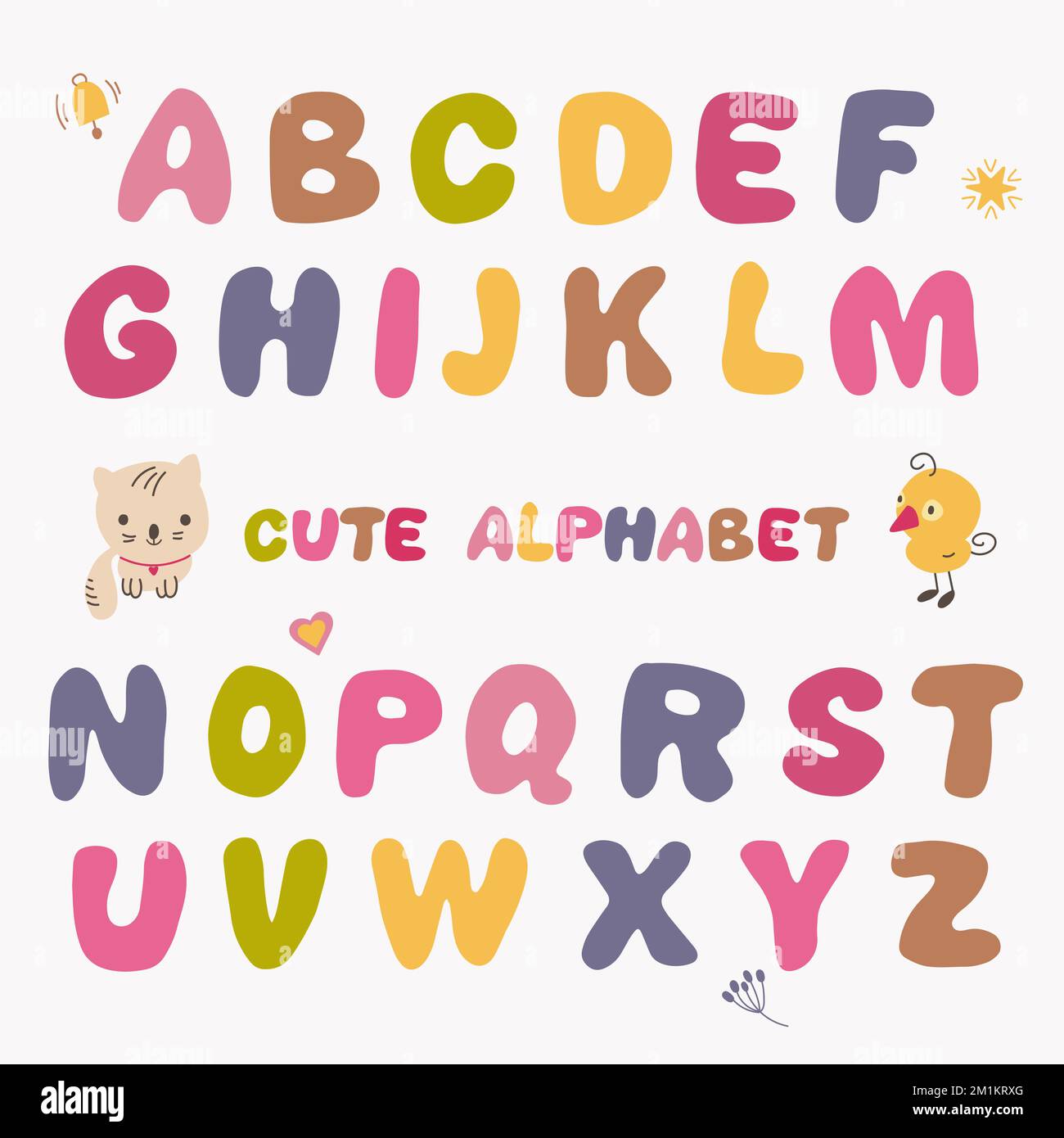 Cute colourful hand drawn doodle style alphabet Stock Vector Image ...