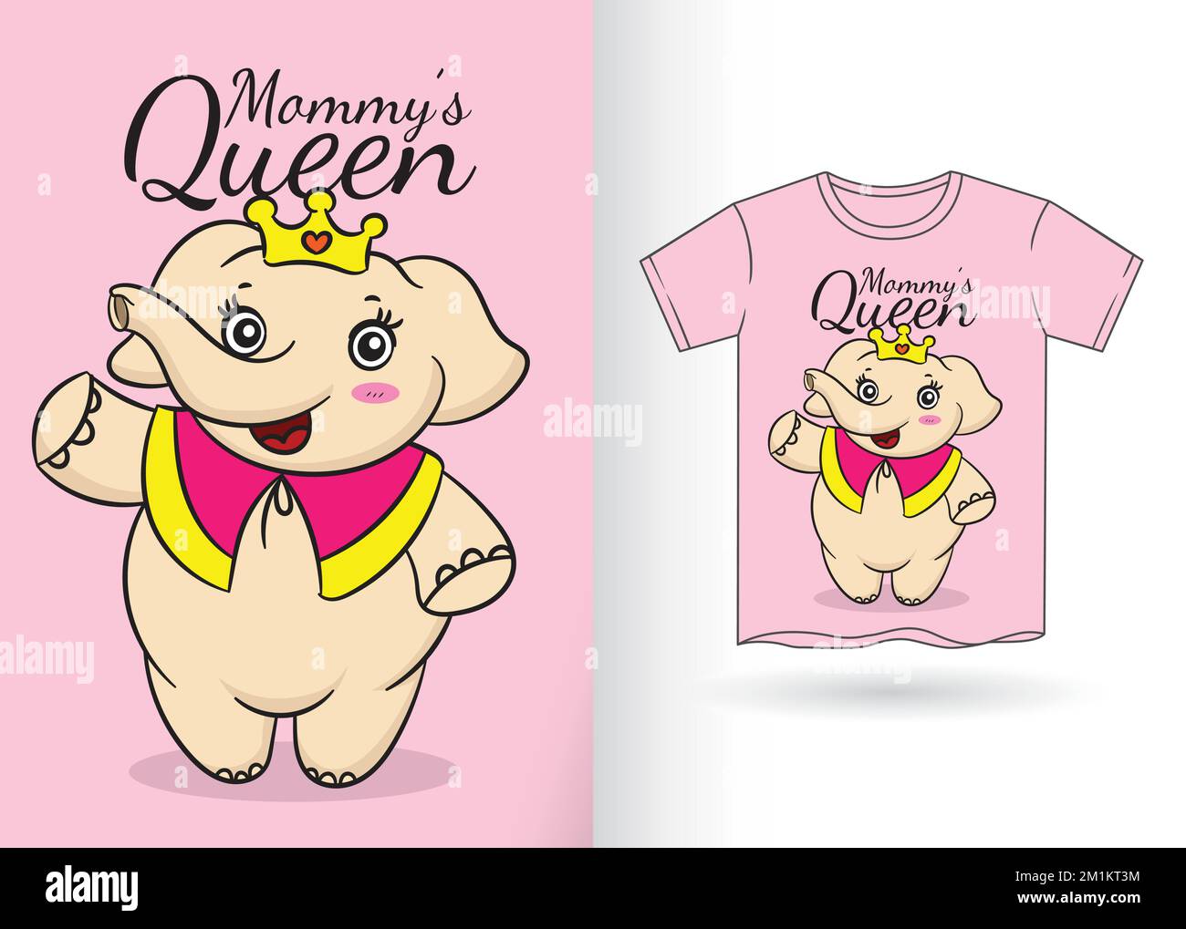 Hand drawn elephant queen cartoon for t shirt Stock Vector Image & Art ...