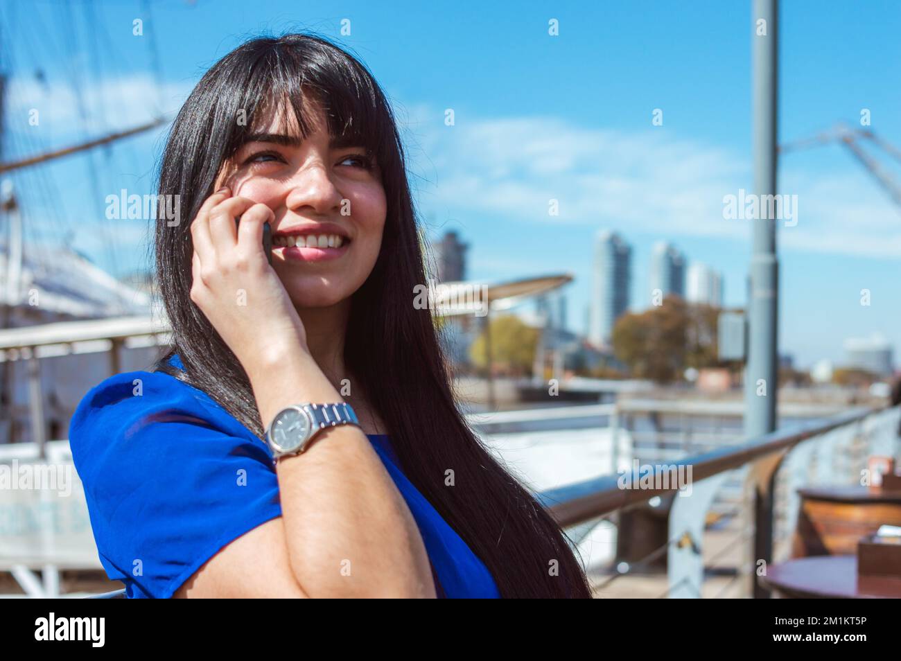 happy young caucasian latin woman of venezuelan ethnicity, smiling ...