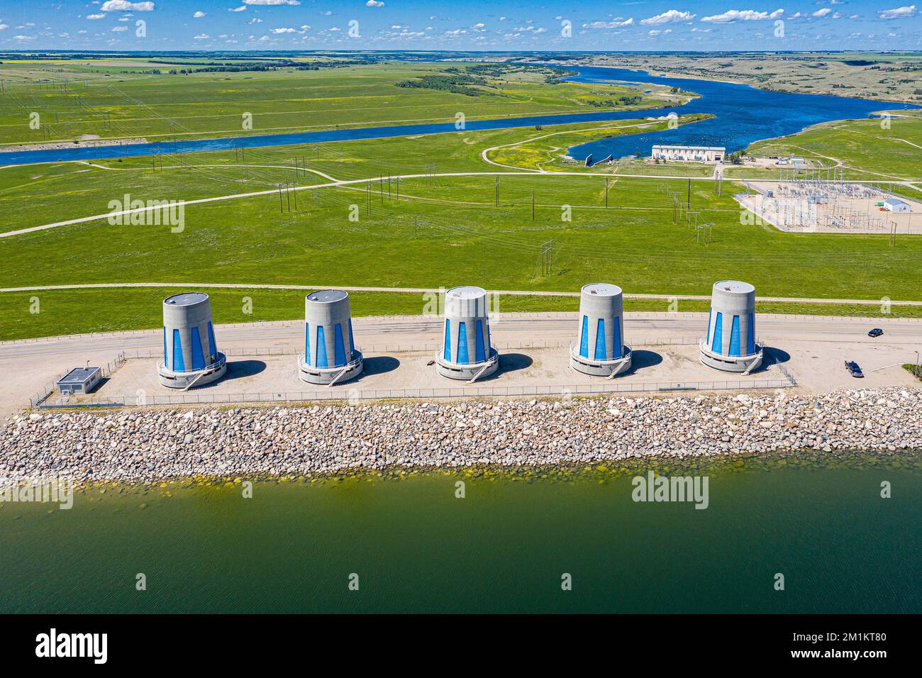 The Hydroelectric power turbines at Gardiner Dam by Lake Diefenbaker ...