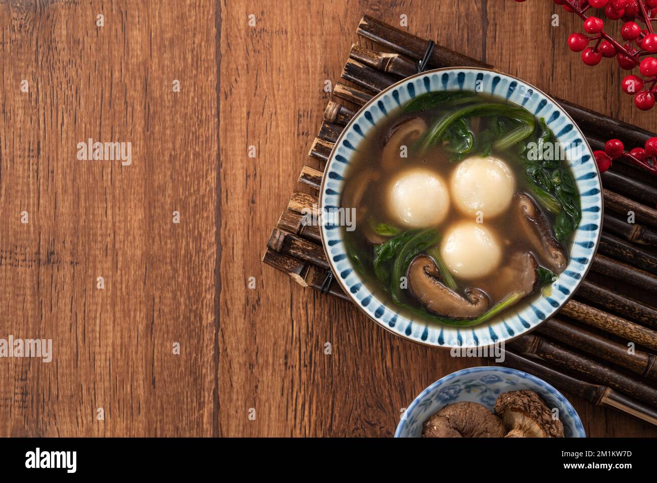 Eating big tangyuan yuanxiao (tang yuan, glutinous rice dumpling balls ...