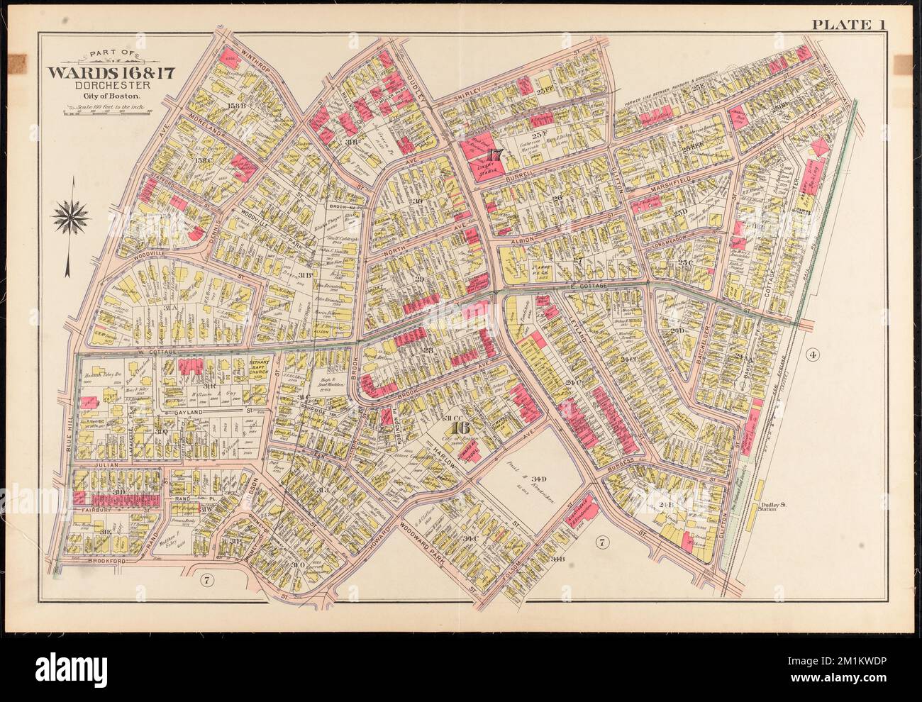 Atlas Of The City Of Boston Dorchester Mass Plate 1 Boston Mass Maps Real Property