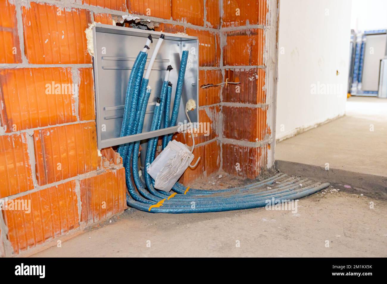 New brass distribution system manifold valves are mounted for central ...