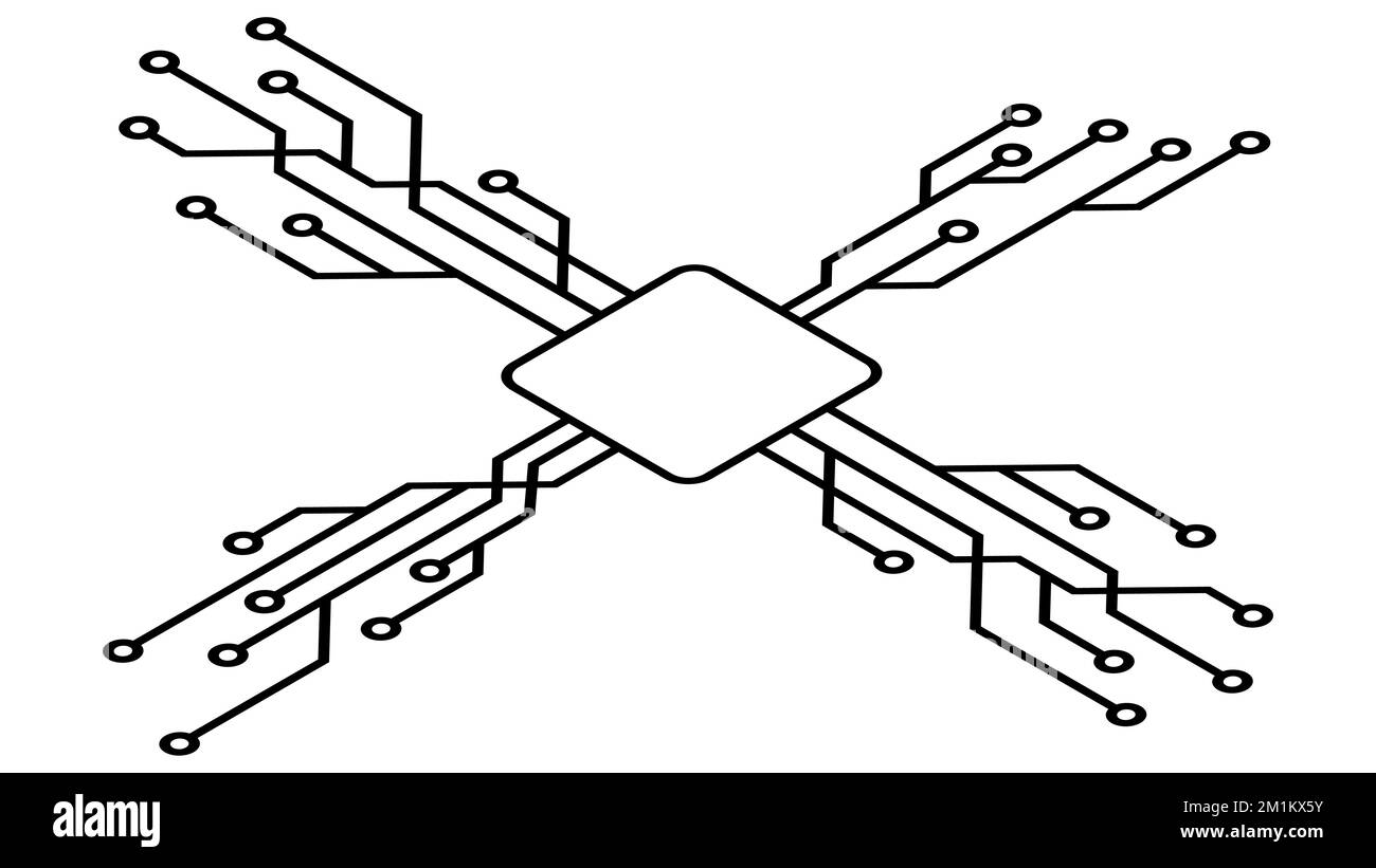 Silhouette of simple isometric schematic chip or component for ...