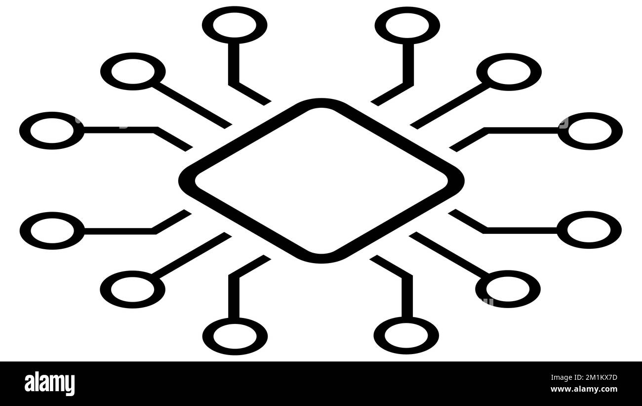 Silhouette Of Simple Isometric Schematic Chip Or Component For Microcircuits Isolated On White