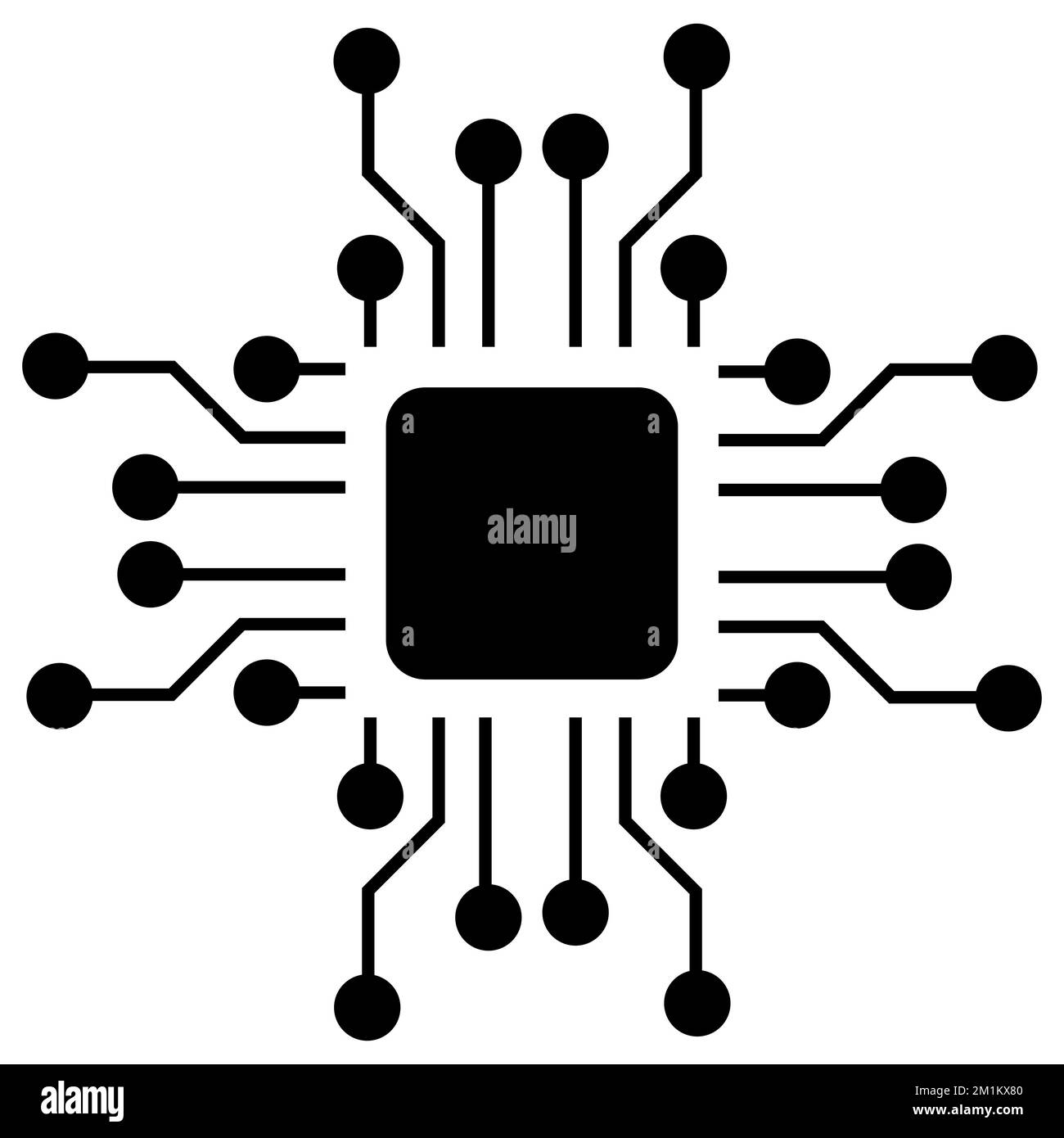 Silhouette of simple schematic chip or component for microcircuits ...