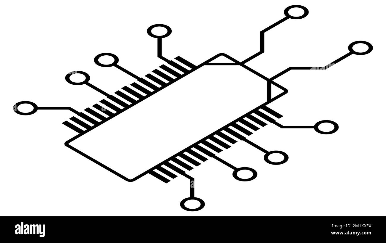 Silhouette of simple isometric schematic chip or component for ...