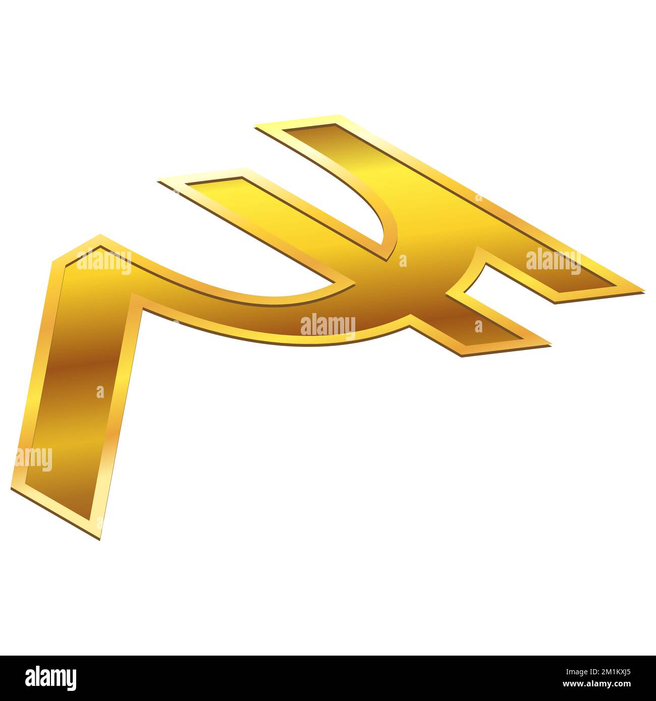 Indian Rupee INR currency golden sign isometric isolated on white ...