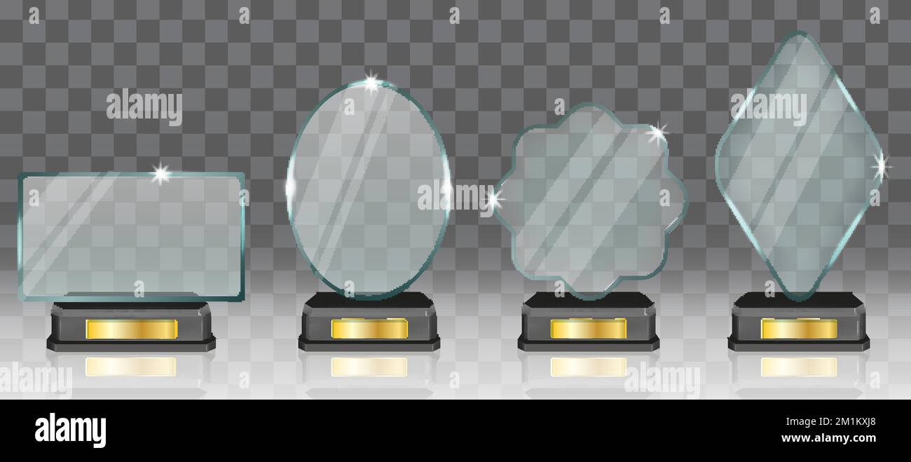 Acrylic glass trophy award set vector prize design Stock Vector Image ...