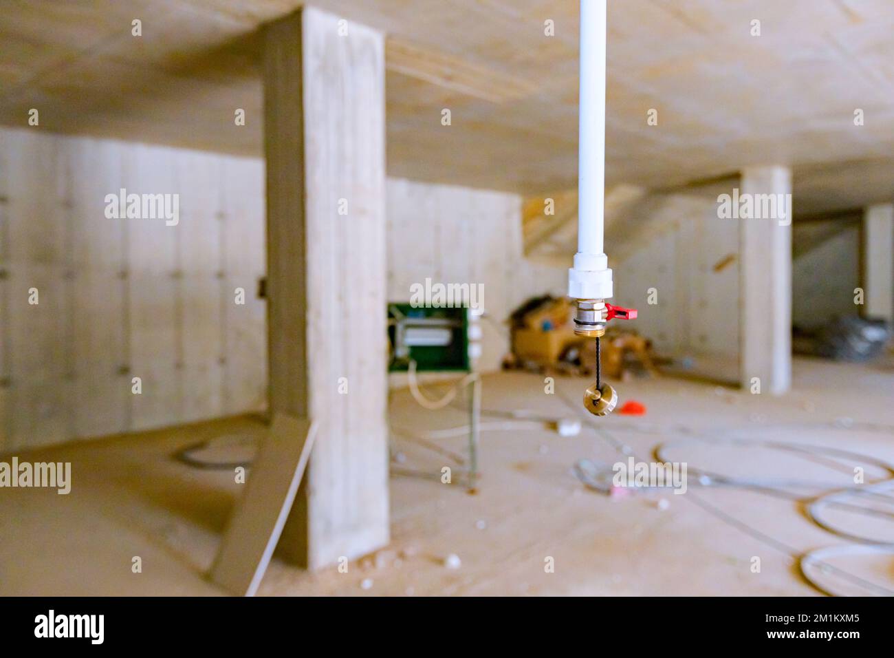 Close up detail of fire sprinkler as a part of an integrated water ...