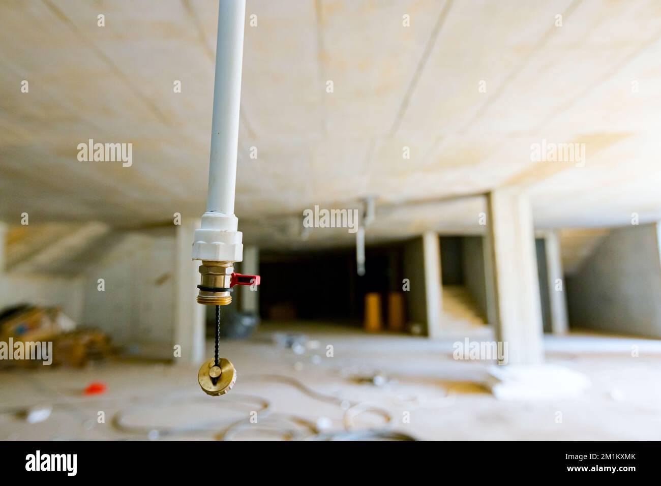 Close up detail of fire sprinkler as a part of an integrated water ...