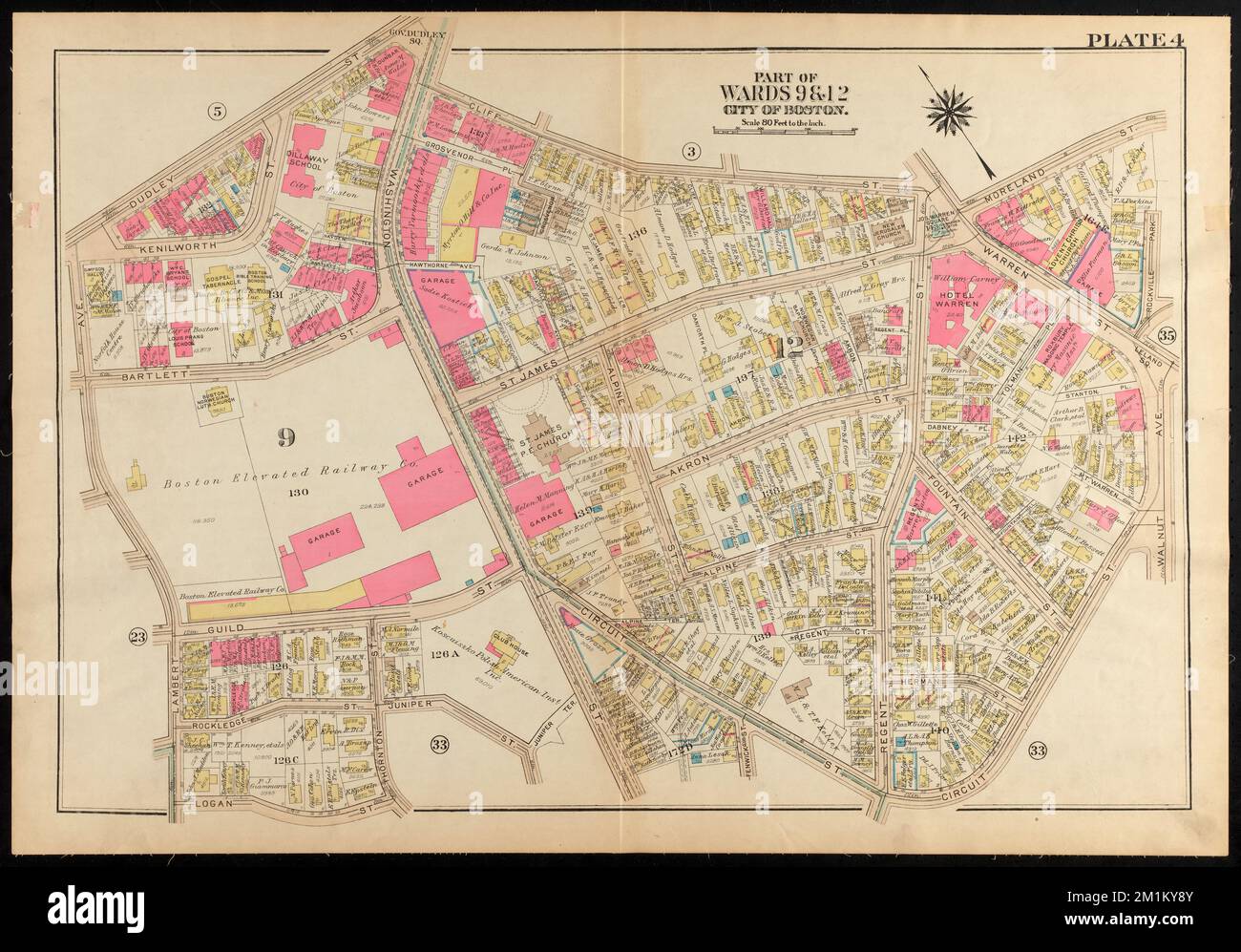 Atlas of the city of Boston, Roxbury : plate 4 , Boston Mass., Maps ...