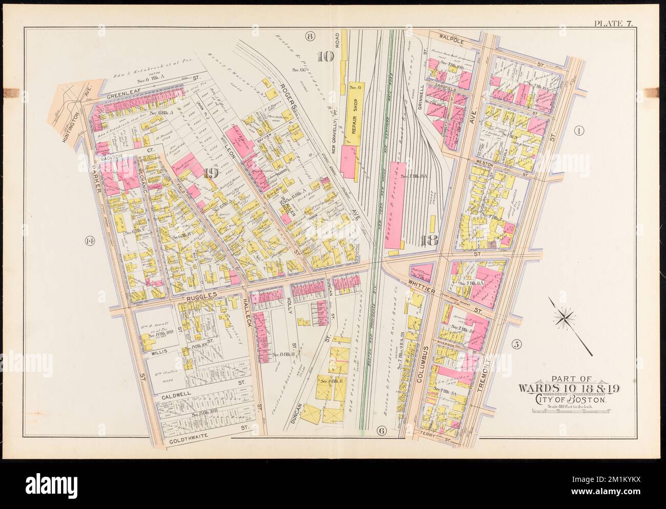 Atlas of the city of Boston, Roxbury : plate 7 , Boston Mass., Maps ...