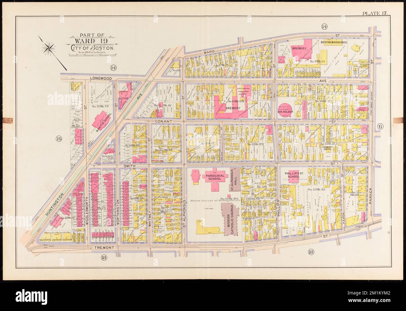 Atlas of the city of Boston, Roxbury : plate 17 , Boston Mass., Maps ...