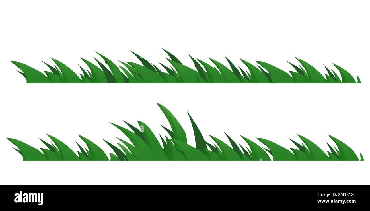 Set Green grass, border, natural organic decoration, fresh bush, herb ...