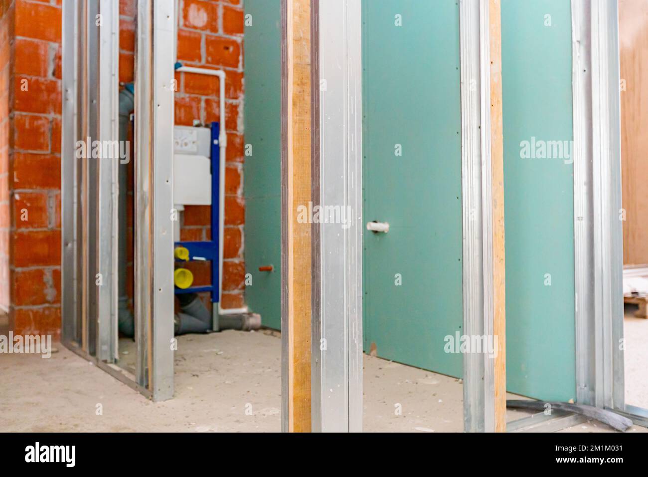 View at framework of metal and wooden vertical profile pillars for ...