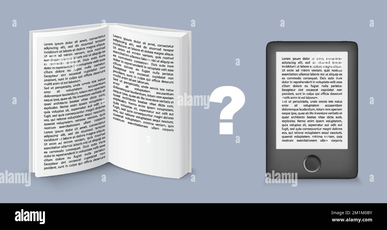 Paper and electronic book to choose vector Stock Vector Image & Art - Alamy